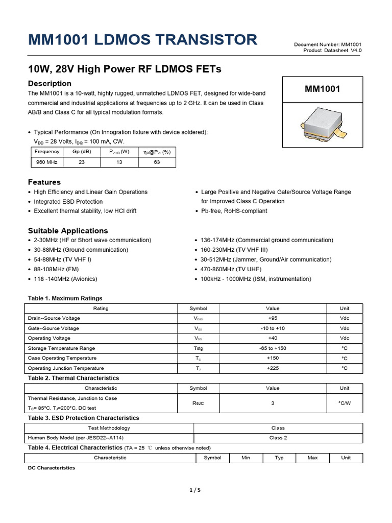 MM1001 Innogration | PDF | Amplifier | Field Effect Transistor