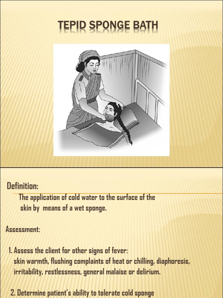 Tepid Sponge Bath Procedure for Fever | PDF | Water | Hypothermia
