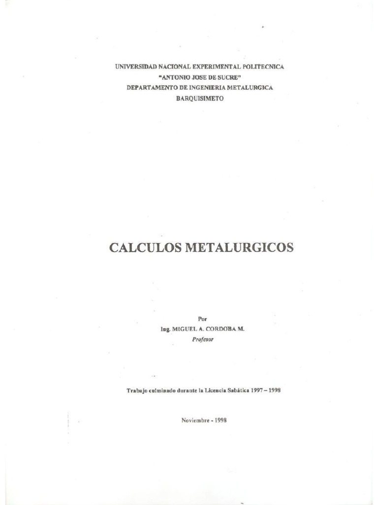Calculos Metalurgicos Tomo II | PDF