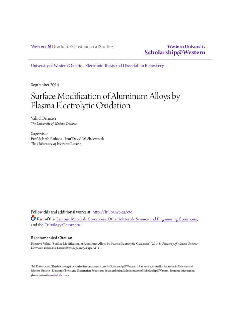 Microstructure Evolution During Plasma Electrolytic Oxidation | PDF ...