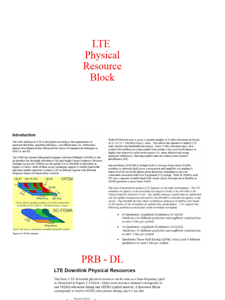 LTE Physical Resource Block Overview | PDF | Computers