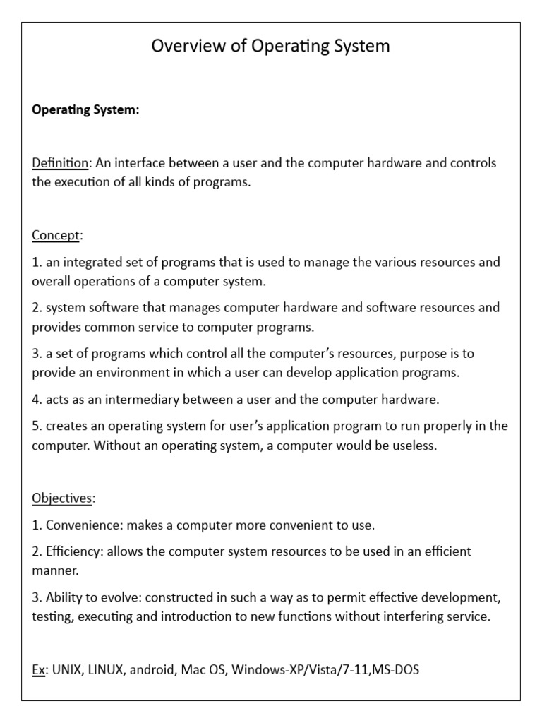 Overview of Operating System | PDF | Operating System | Shell (Computing)