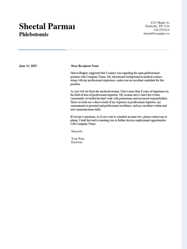 Resume Cover Letter When Referred | PDF