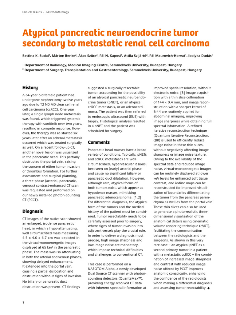 Siemens-Healthineers CT News-Stories pNET Alpha Semmelweis | PDF | Ct Scan | Pancreatic Cancer