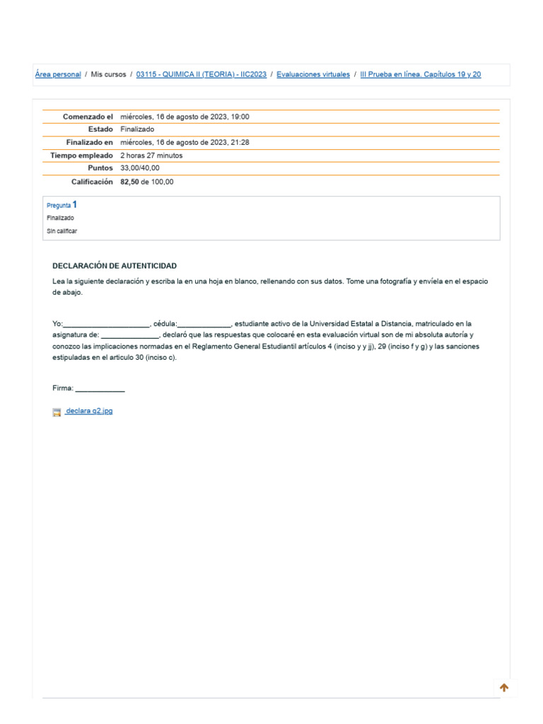 III Prueba en Línea. Capítulos 19 y 20 - Revisión Del Intento | PDF | Entropía | Entalpía