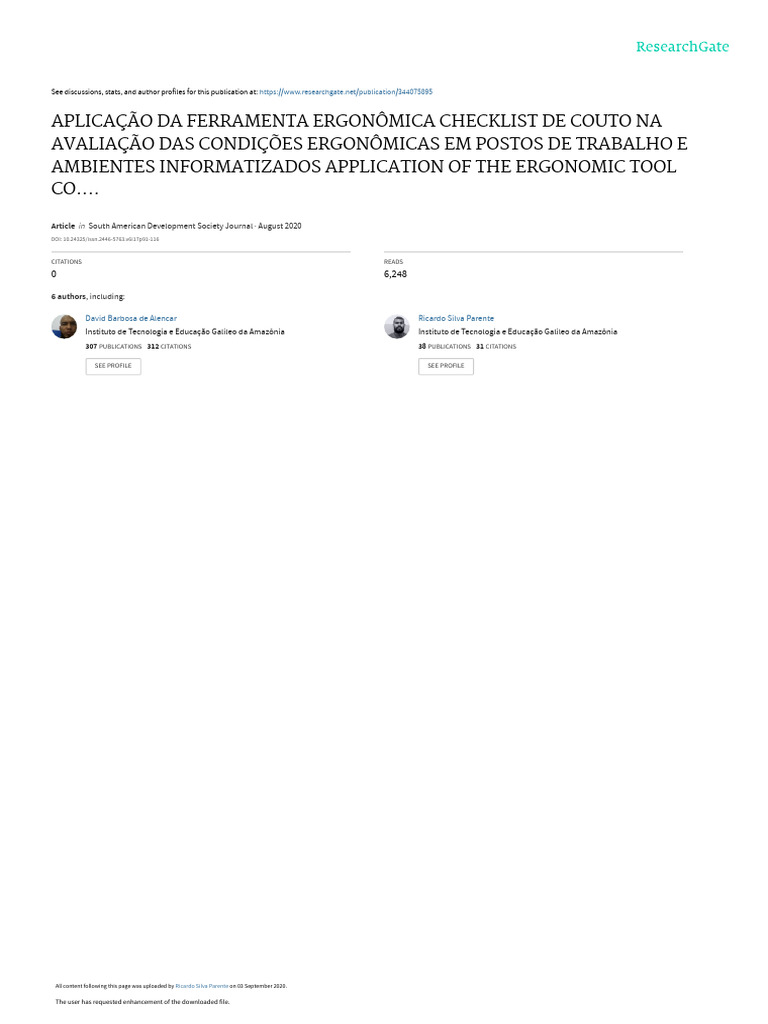 Artigo Ergonomia para Relatório | PDF | Fatores humanos e Ergonomia | Humano