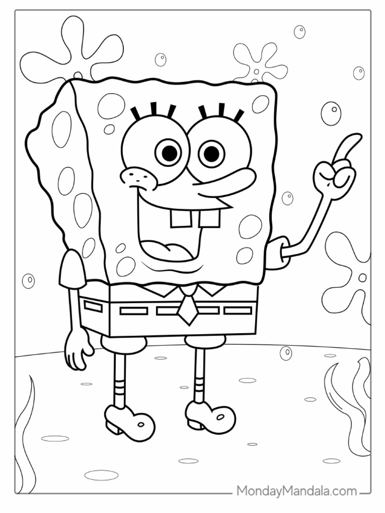 Easy SpongeBob SquarePants Coloring Page For Kids | PDF