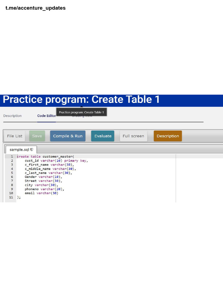 Mysql Practice @accenture - Updates | PDF