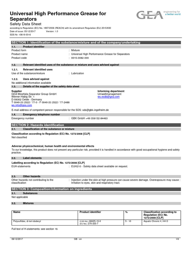 Separator Grease Safety Guide | PDF | Dangerous Goods | Toxicity
