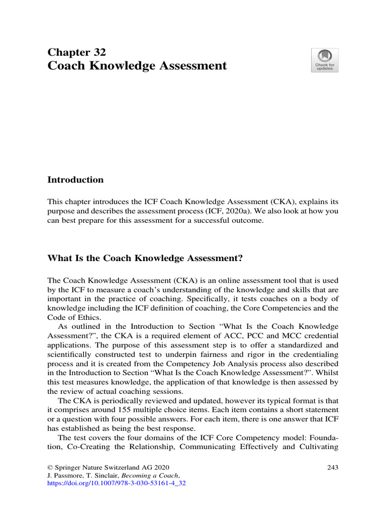 ICF Coach Knowledge Assessment Guide | PDF | Mentorship | Knowledge