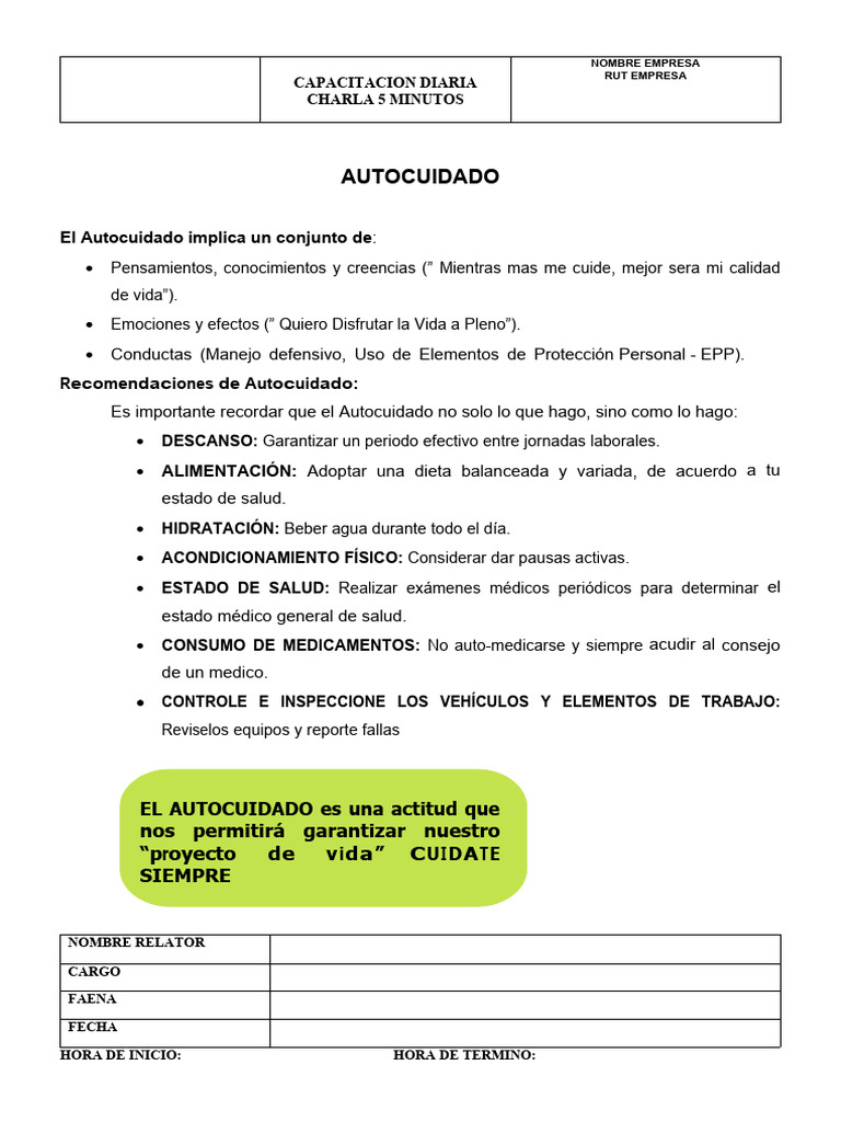 Autocuidado Ch. 5 Minutos | PDF | Autosuperación | Estilo de vida