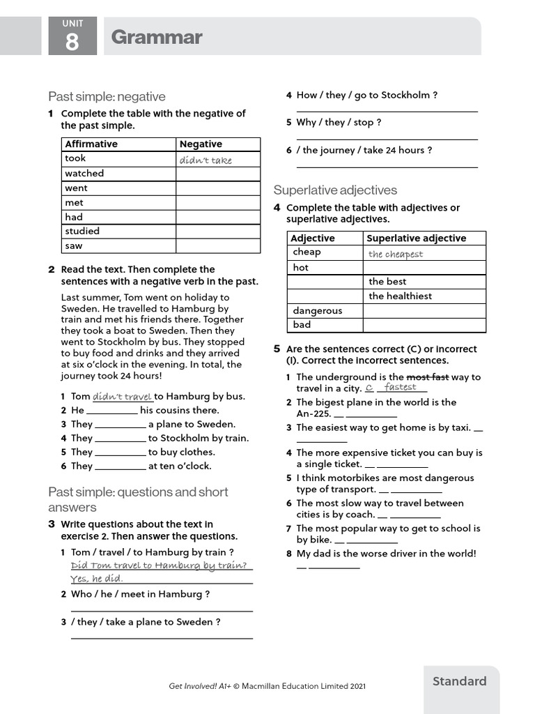 GI A1PLUS U8 Grammar Standard | PDF | Language Mechanics | Languages