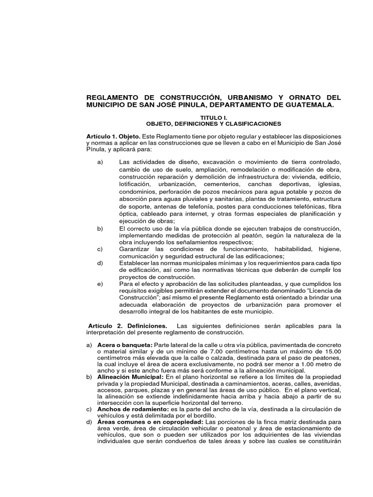 Reglamento Vigente San José Pinula-2024 | PDF | Condominio | Calle