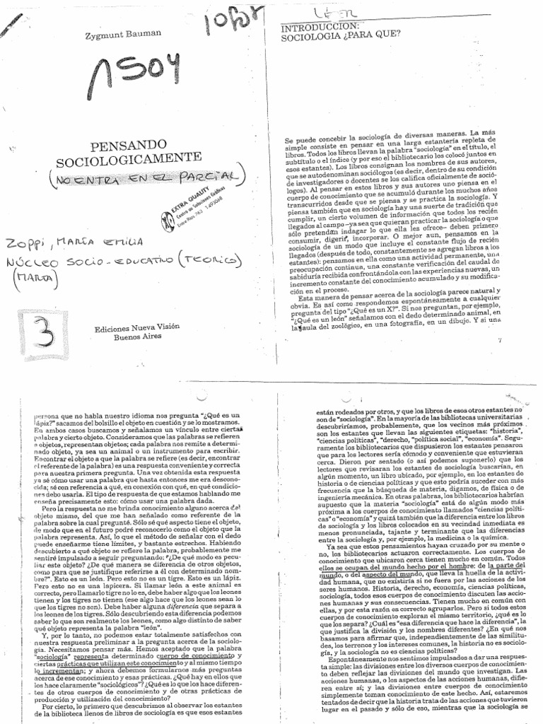 Sociología para Qué - Bauman | PDF