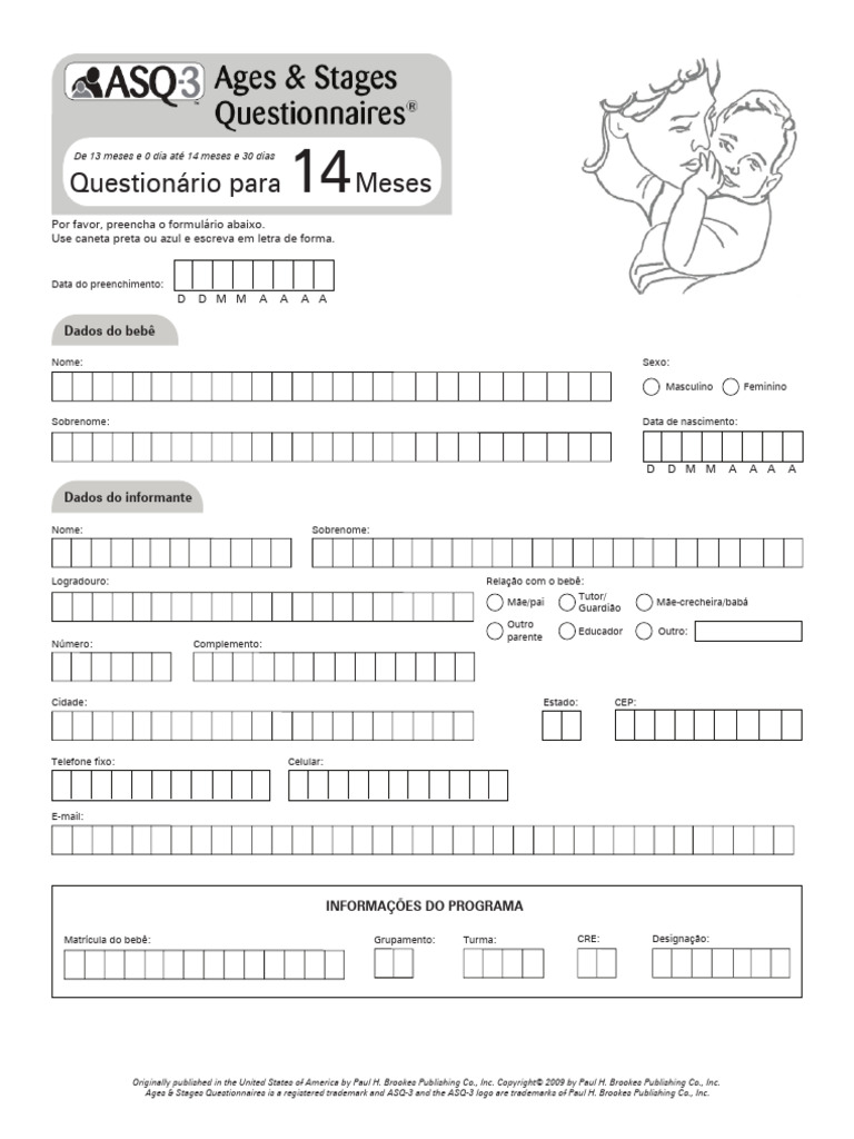 ASQ 3 - Questionário para 14 Meses | PDF | Brinquedos