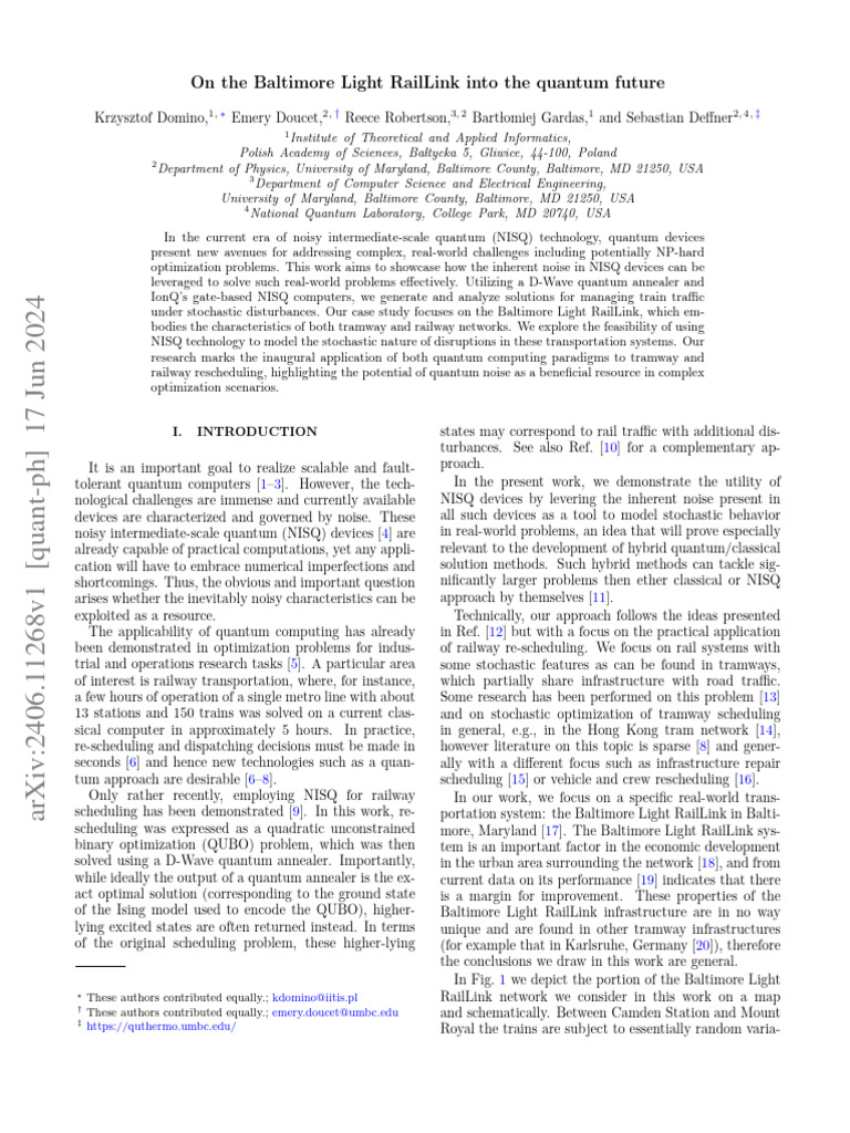 On The Baltimore Light RailLink Into The Quantum Future | PDF | Mathematical Optimization ...