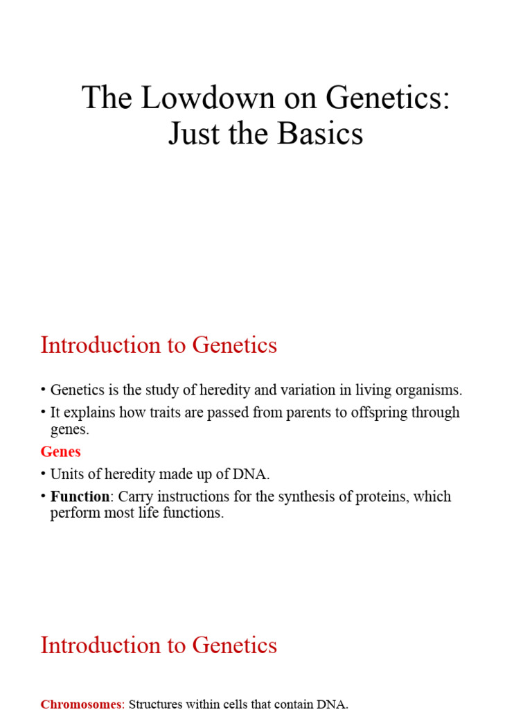 Basics of Genetics and Cell Biology | PDF | Dominance (Genetics) | Allele