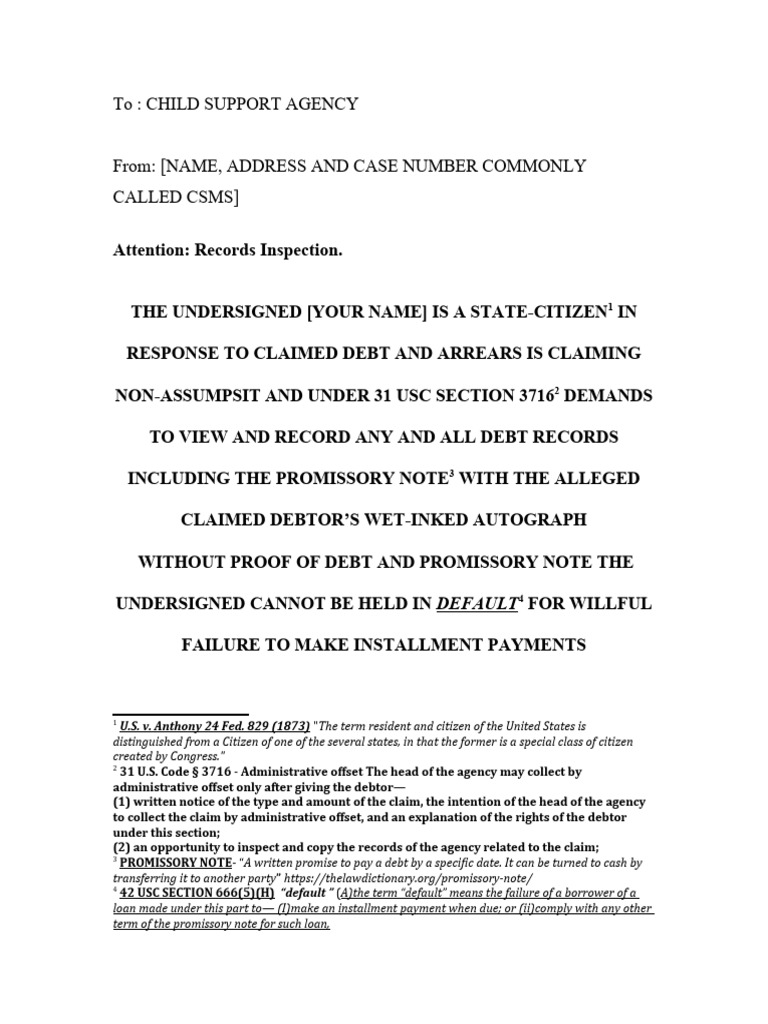 Child Support Debt Records Request | PDF | United States Code | Debtor