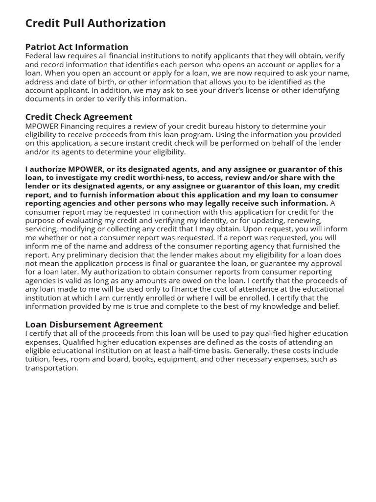 Disclosure - and - Consent To Obtain Credit - Report | PDF | Loans | Credit