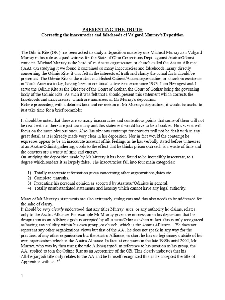Correcting Valgard Murray's Falsehoods | PDF | Heathenry (New Religious ...