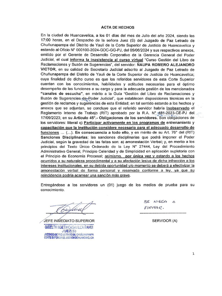 Acta de Hechos | PDF