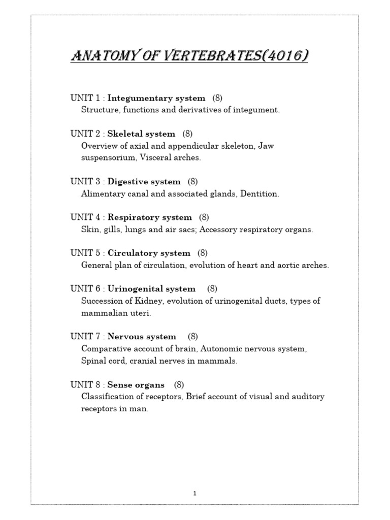 Vertebrate Anatomy and Physiology Guide | PDF | Metabolism ...