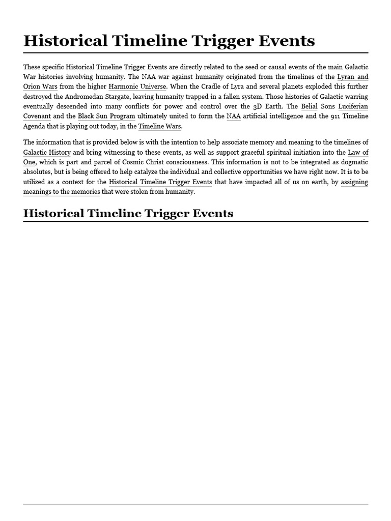 Historical Timeline Trigger Events - Ascension Glossary | PDF ...