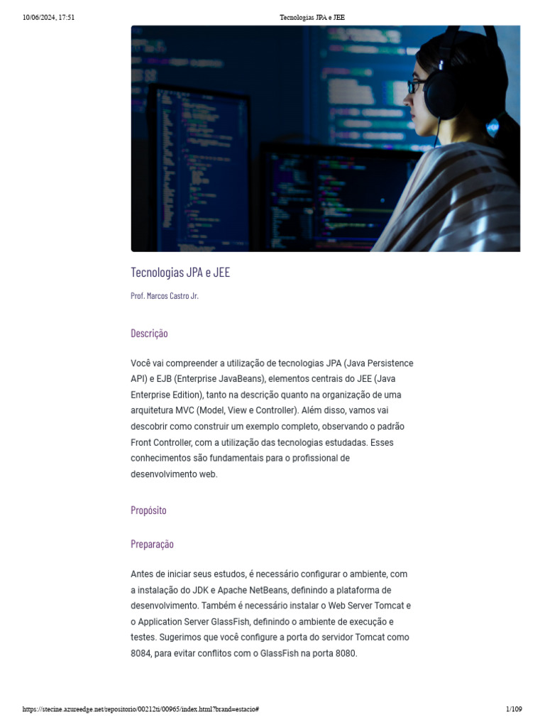 Tecnologias JPA e JEE | PDF | Model-View – Controller (MVC) | Bancos de ...