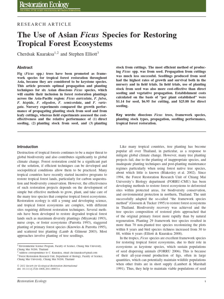 Ficus Species for Tropical Forest Restoration | PDF | Ficus | Plant Nursery