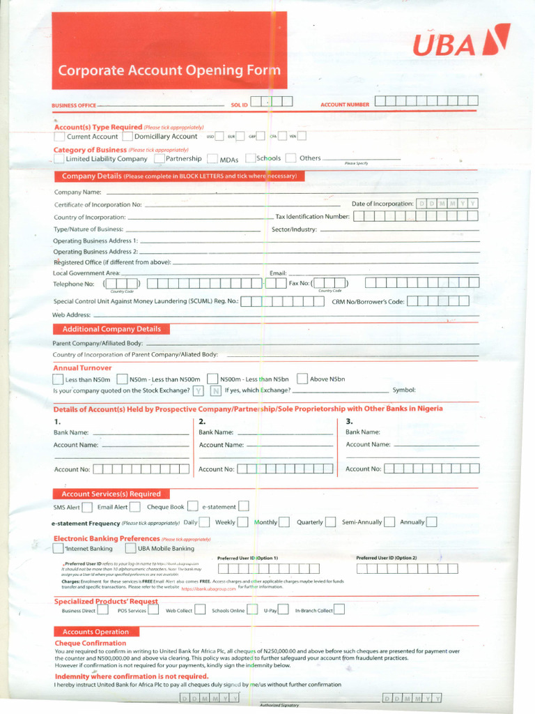 Corporate Account Opening Form | PDF