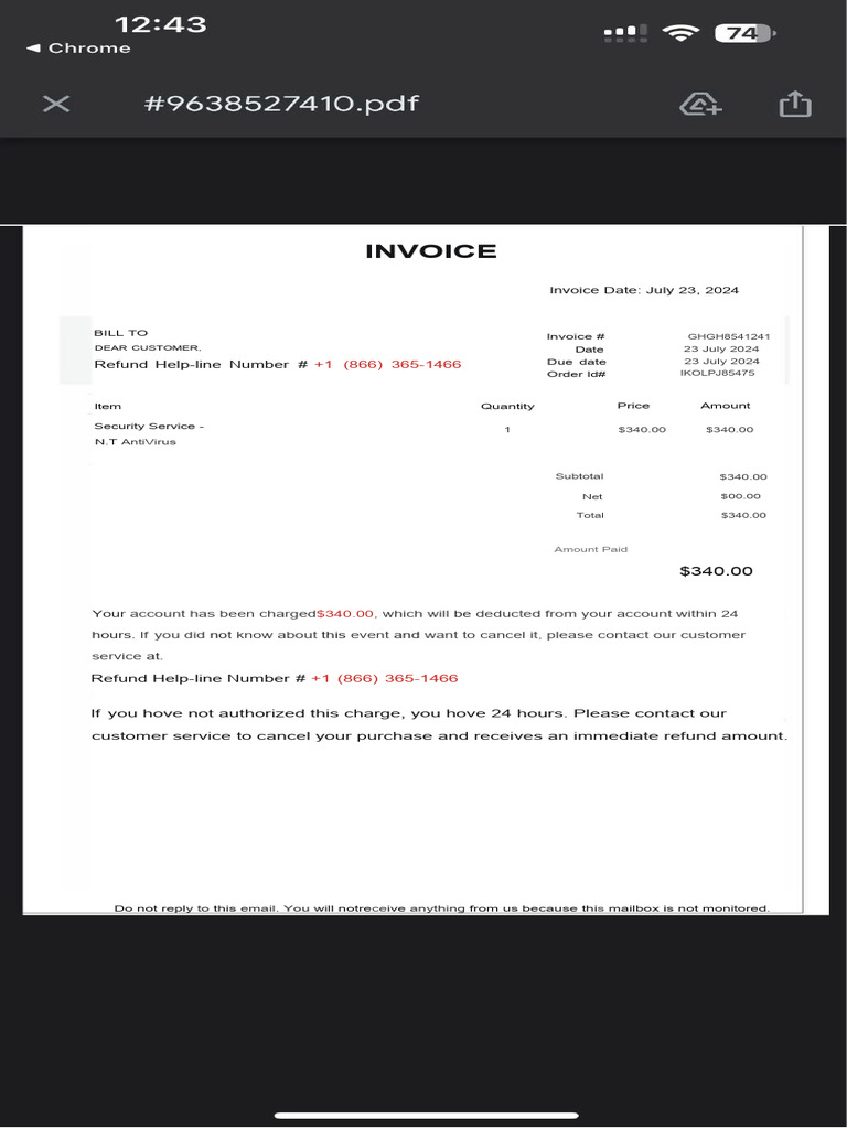Invoice for Security Service Payment | PDF