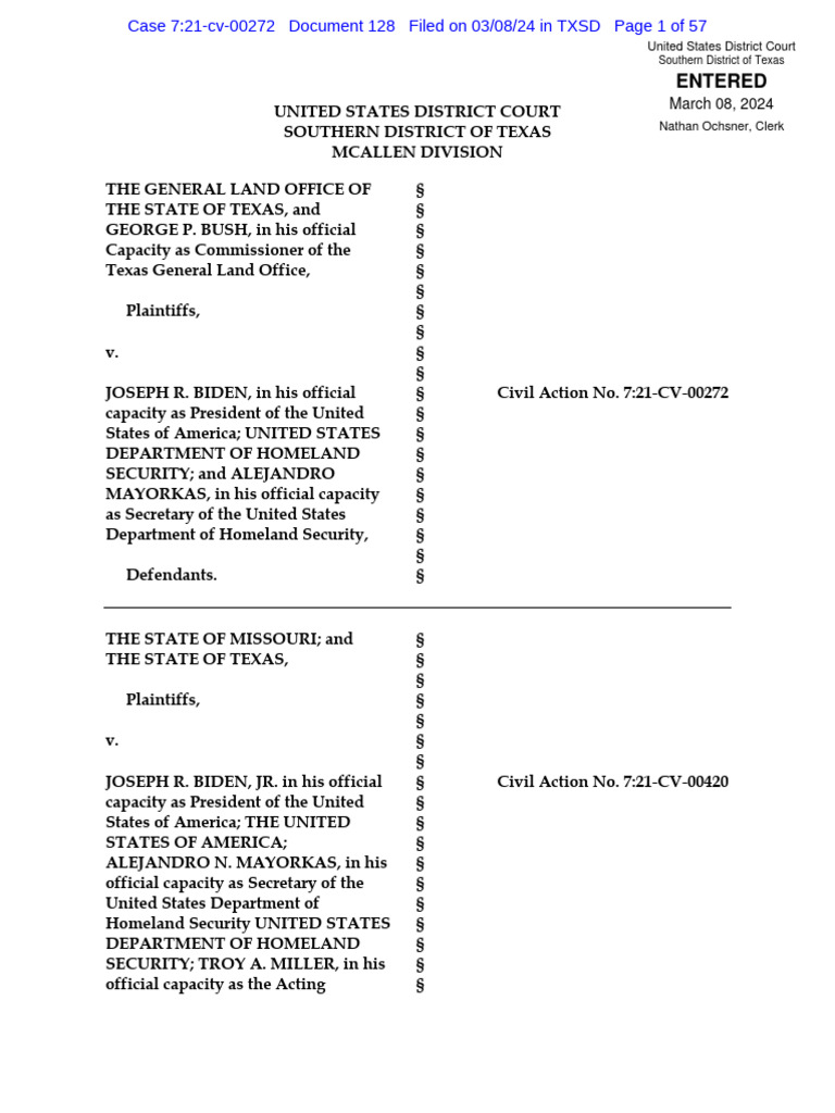 Texas vs. Biden: Border Wall Funding Lawsuit | PDF | Standing (Law ...