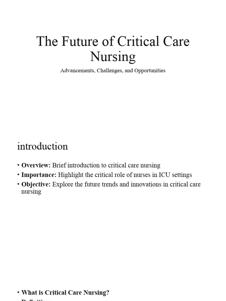 The Future of Critical Care Nursing | PDF | Intensive Care Medicine ...