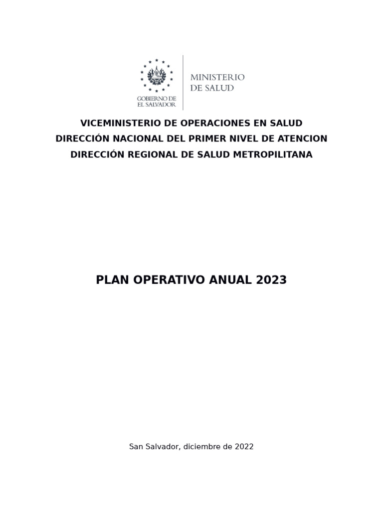 Plan Operativo RSM 2023 | PDF | Planificación | Planificación estratégica