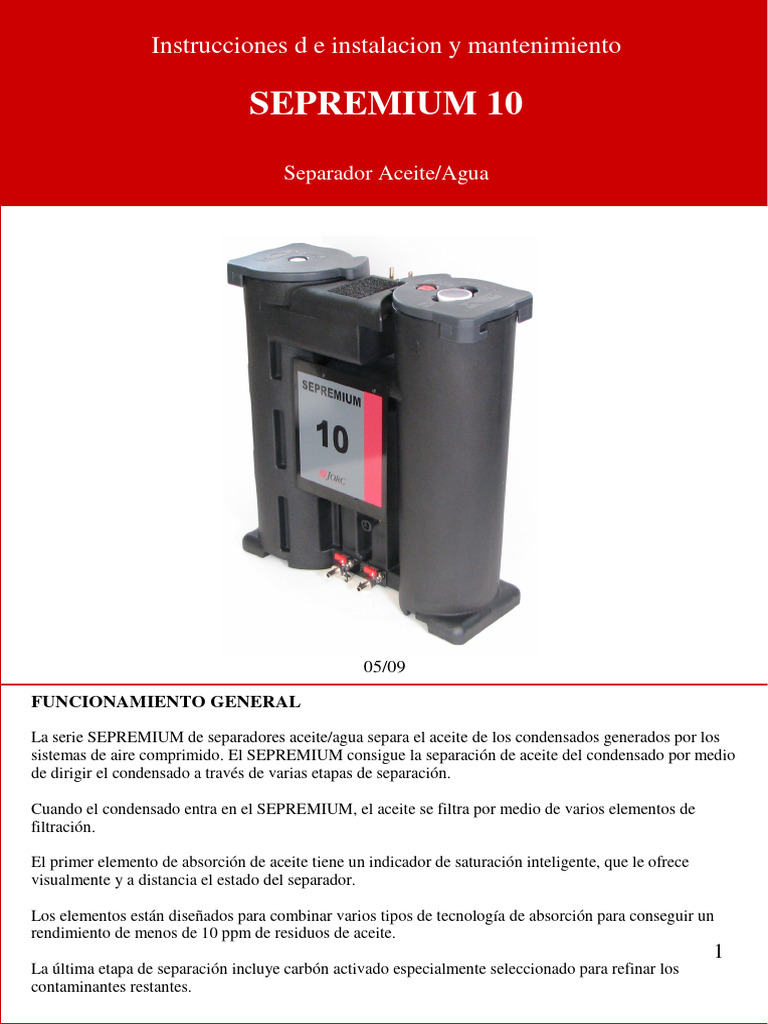 Instalación y Mantenimiento SEPREMIUM 10 | PDF | Petróleo | Agua