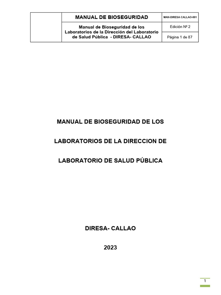 Manual de Bioseguridad | PDF | Laboratorios | Infección