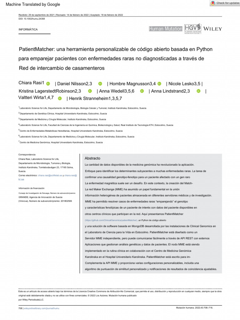 Human Mutation - 2022 - Rasi - PatientMatcher A Customizable Python ...