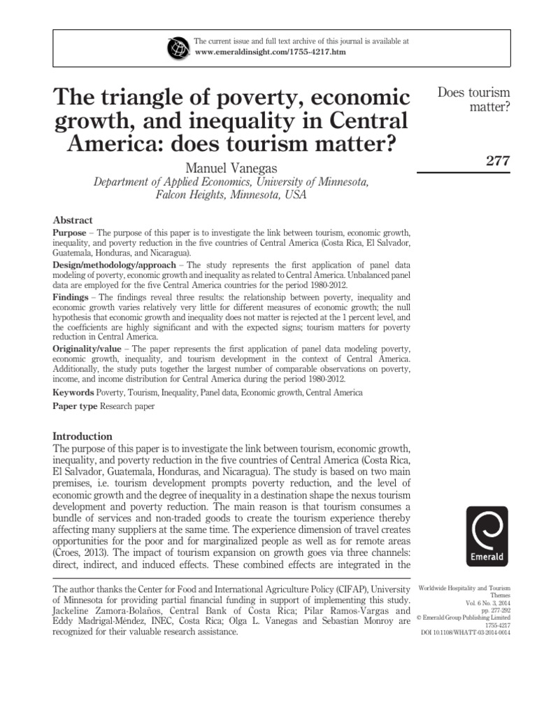 The Triangle of Poverty Economic Growth and Inequality in Central America-Does Tourism Matter ...