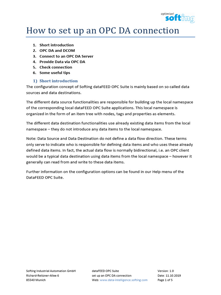 Setting Up OPC DA Connection Guide | PDF | World Wide Web | Internet & Web