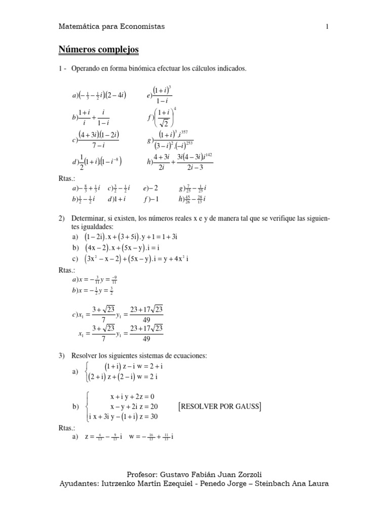 TP Números Complejos | PDF | Matemática Elemental | Álgebra