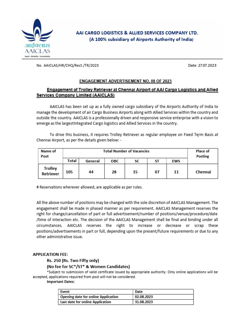 Trolley Retriever Advertisement in AAICLAS | PDF | Professional ...