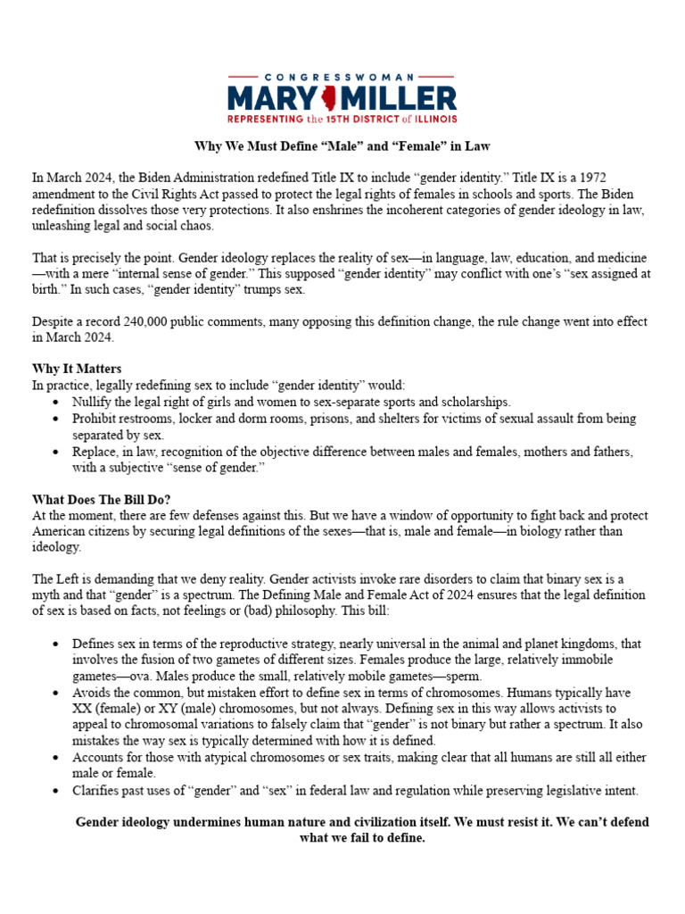 Defining Male and Female Act One Pager | PDF | Male | Sex