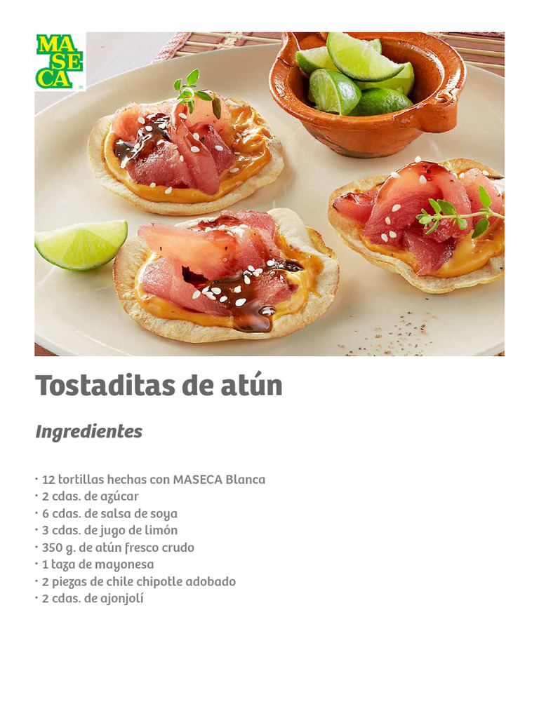 Receta Maseca Blanca Tostaditasatun | PDF | Cocina, comidas y vino
