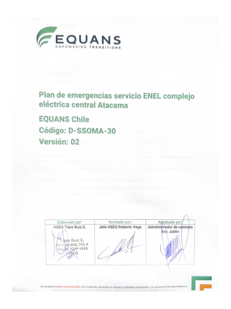 Plan de Emergencia EQUANS | PDF | Naturaleza