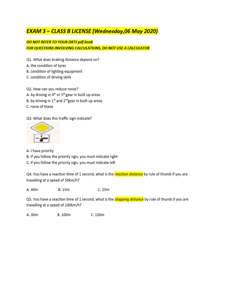 EXAM - 3, Classb (2) PART 2reeeeefcccccccccccccc | PDF | Traffic | Car