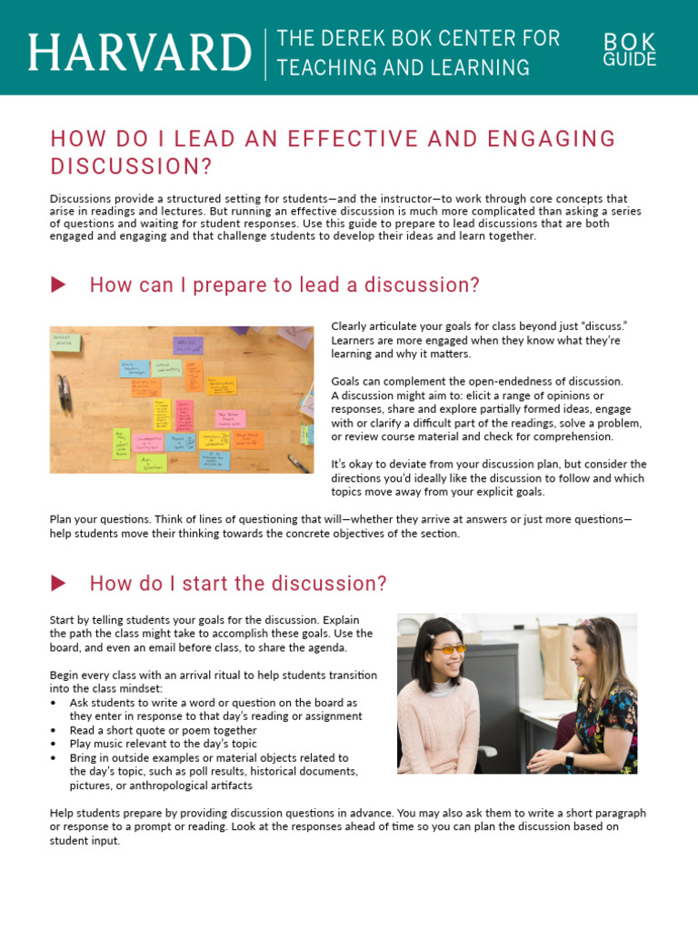 Bok Guide Leading A Discussion | PDF | Reading Comprehension | Pedagogy