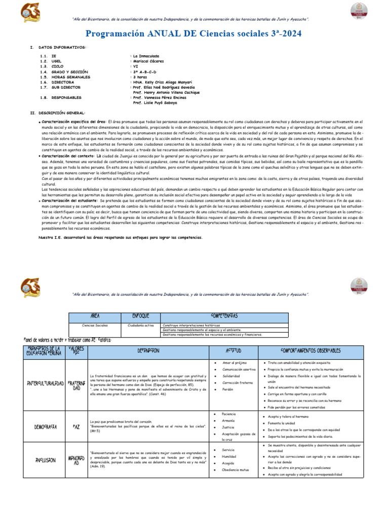 Programación Anual 3° CCSS | PDF | Amor | Entorno natural