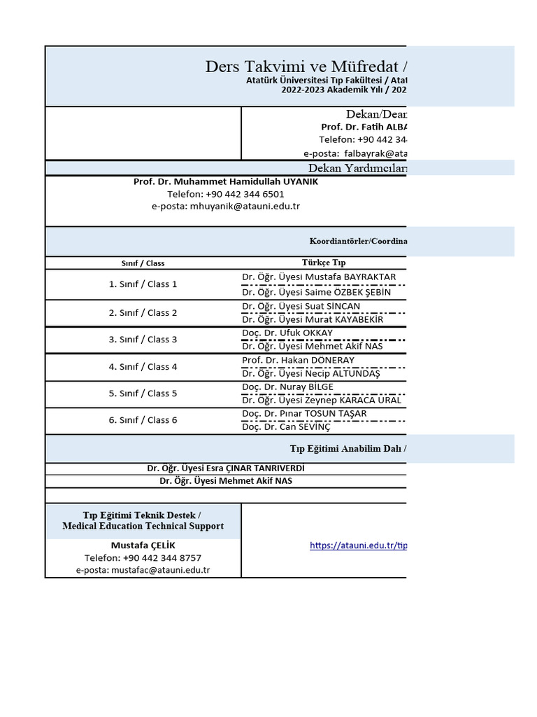 2022 2023 Turkce Ve Ingilizce Tip 1 2 3 Sinif Ders Programi 07 06 2023 ...