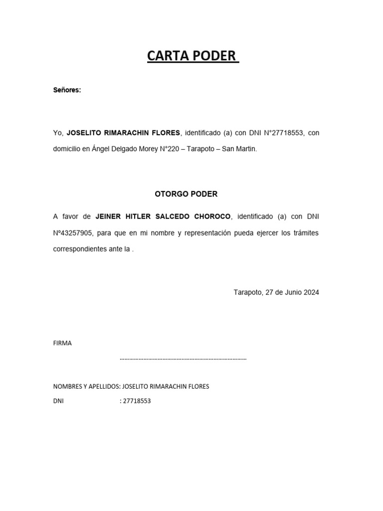 Formato Carta Poder 2021 | PDF | Política