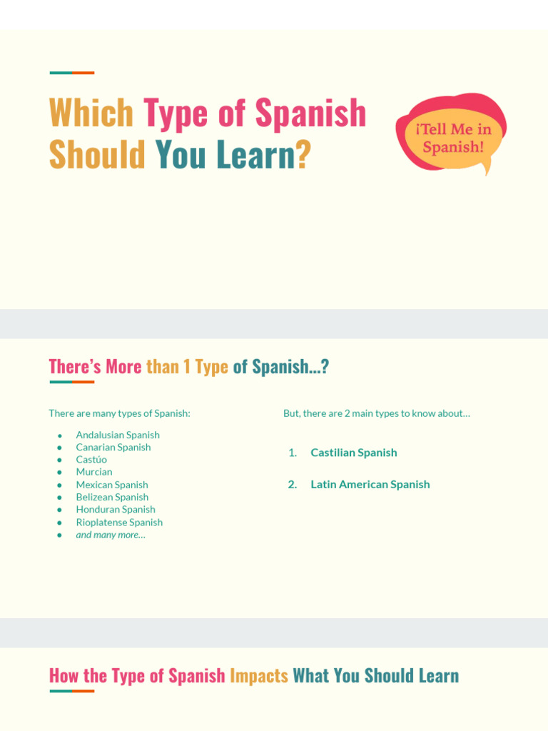 Video 2 - Which Type of Spanish Should You Learn | PDF | Spanish ...